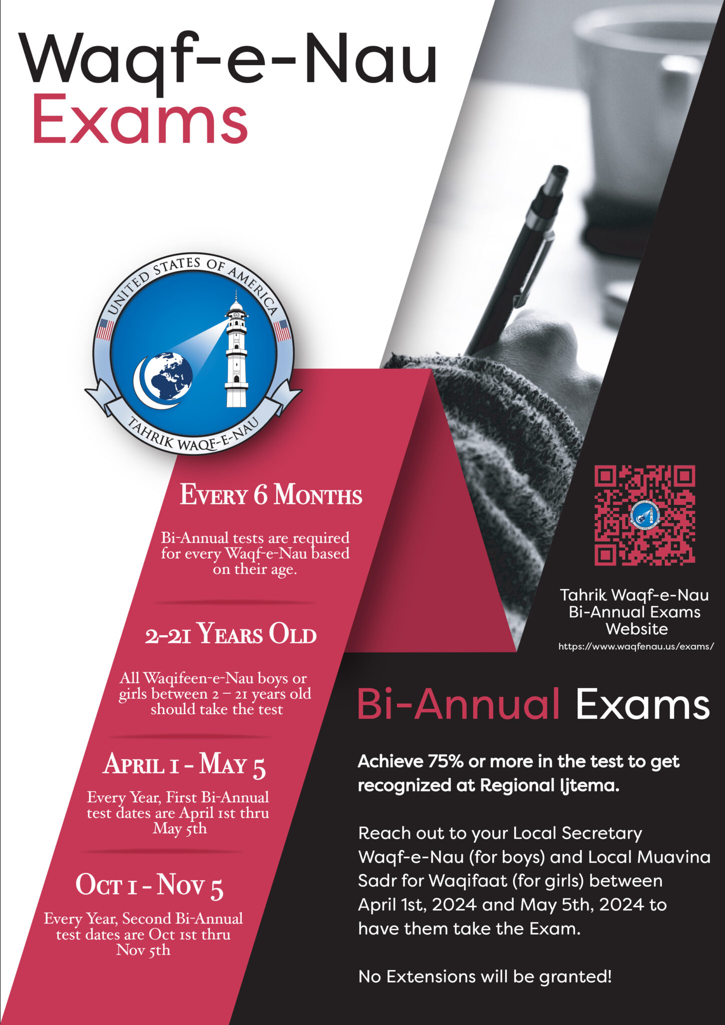 Bi-Annual Exams – Waqf-e-Nau USA